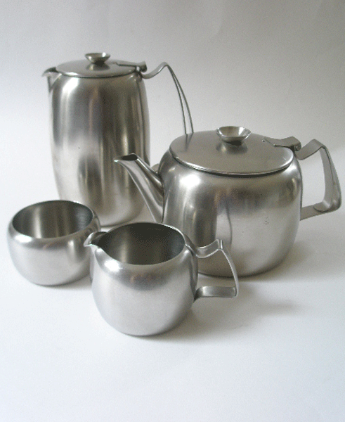 OLD HALL STAINLESS STEEL FOUR PIECE CONNAUGHT TEA SET 1960s - A Pretty ...